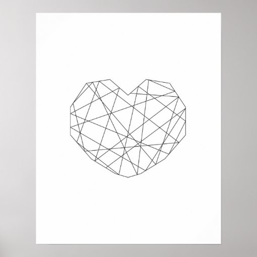 Valentine print. Heart black and white wall art | Zazzle