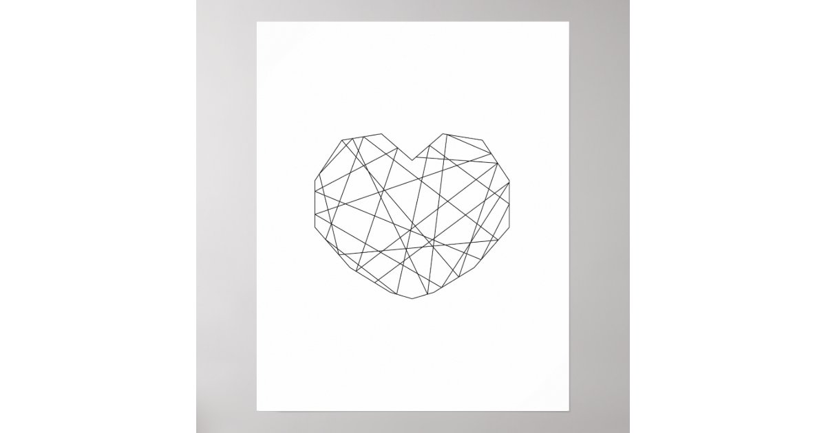Valentine print. Heart black and white wall art | Zazzle