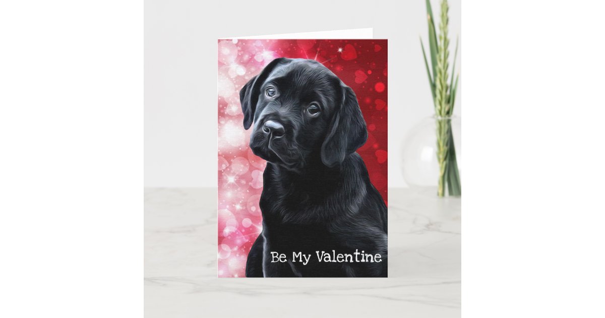 Valentine Puppy - Black Labrador - Lab Puppy Holiday Card | Zazzle