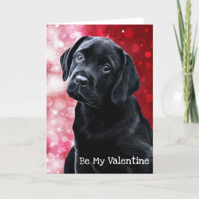 Valentine Puppy - Black Labrador - Lab Puppy Holiday Card | Zazzle