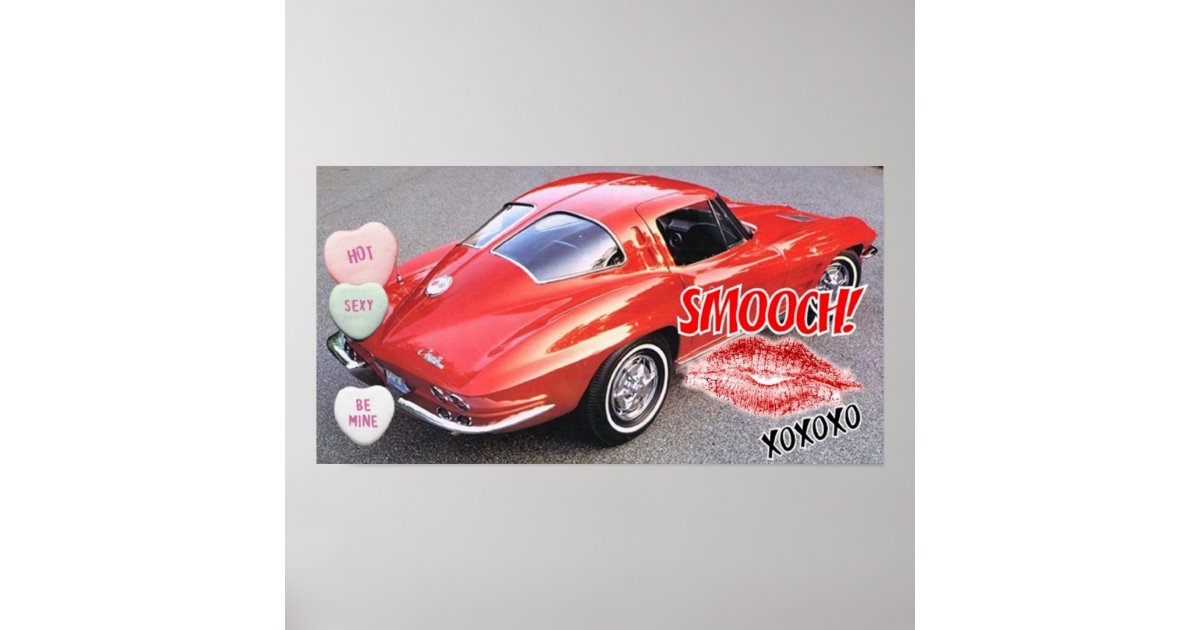 Valentine Red Corvette Split Window Classic Poster | Zazzle