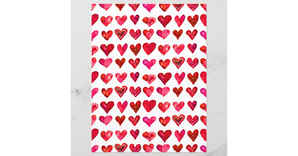 Valentine Red Hearts Paper Sheet | Zazzle