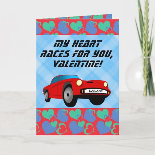 Valentine Red Race Car Kids Boys Valentines Day Holiday Card | Zazzle