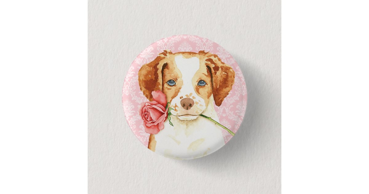 Valentine Rose Brittany Button | Zazzle