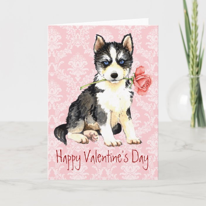 Valentine Rose Husky Holiday Card | Zazzle.com