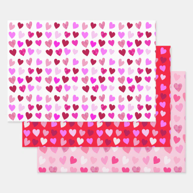 Valentine’s Day Hearts Wrapping Paper Sheets | Zazzle
