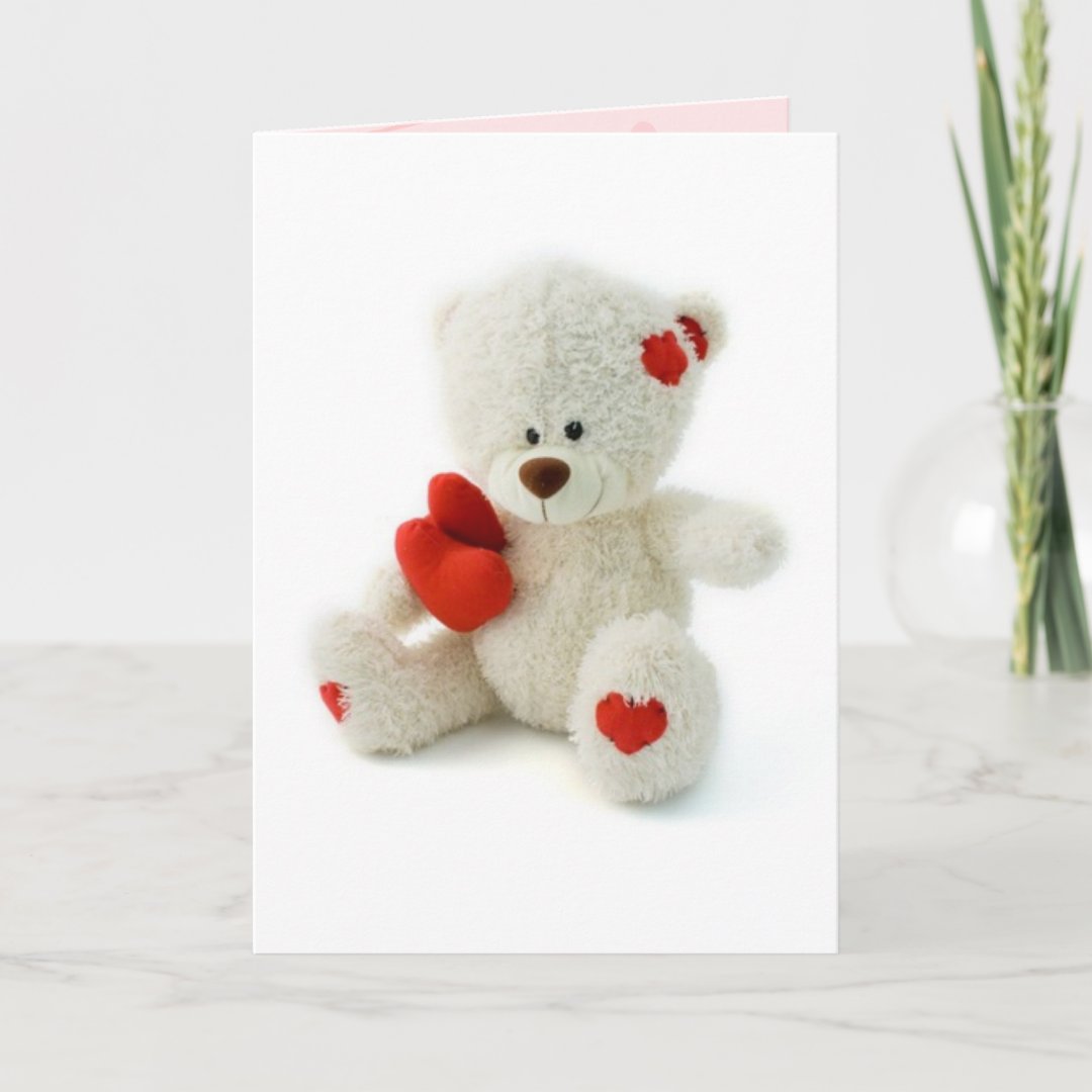 Valentine’s Day Teddy Bear Card | Zazzle