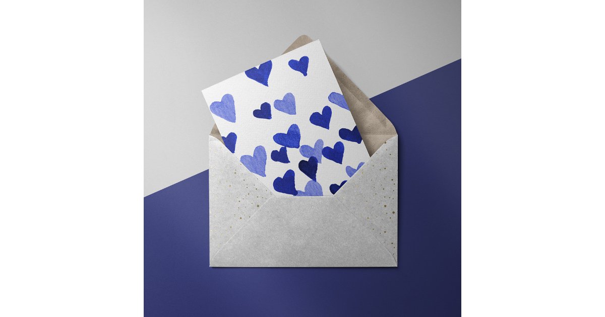 Valentine’s Day Watercolor Hearts – blue Card | Zazzle