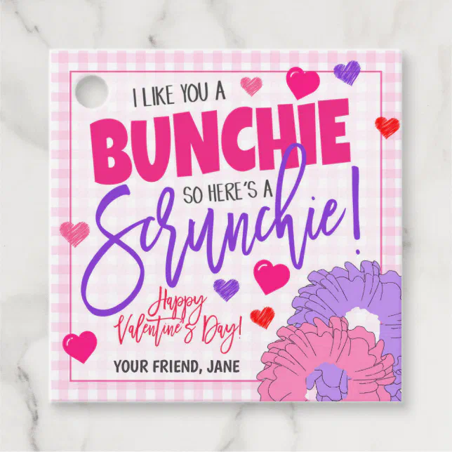 Valentine Scrunchie Gift Tag | Zazzle