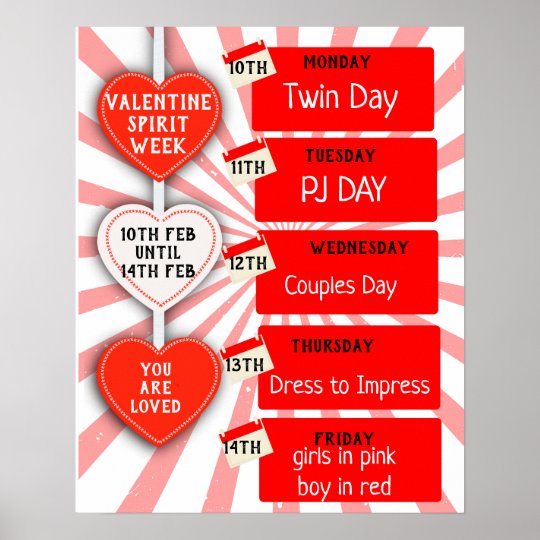 Valentine spirit week poster | Zazzle.com