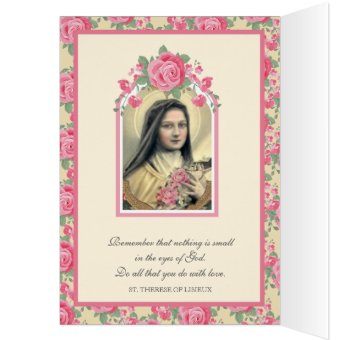 Valentine St. Therese Catholic Religious Pink Rose | Zazzle