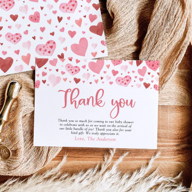 Valentine Sweetheart Baby Shower Thank you Card | Zazzle