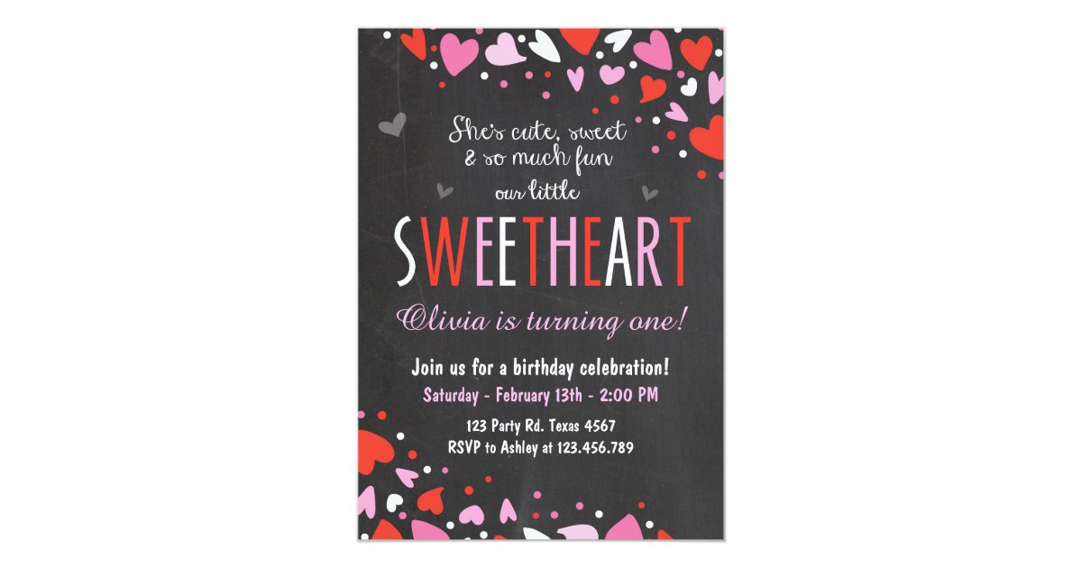 Valentine Sweetheart Birthday Party Invitation | Zazzle.com