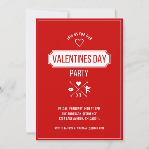 Valentine Symbols Valentine's Day Party Card | Zazzle