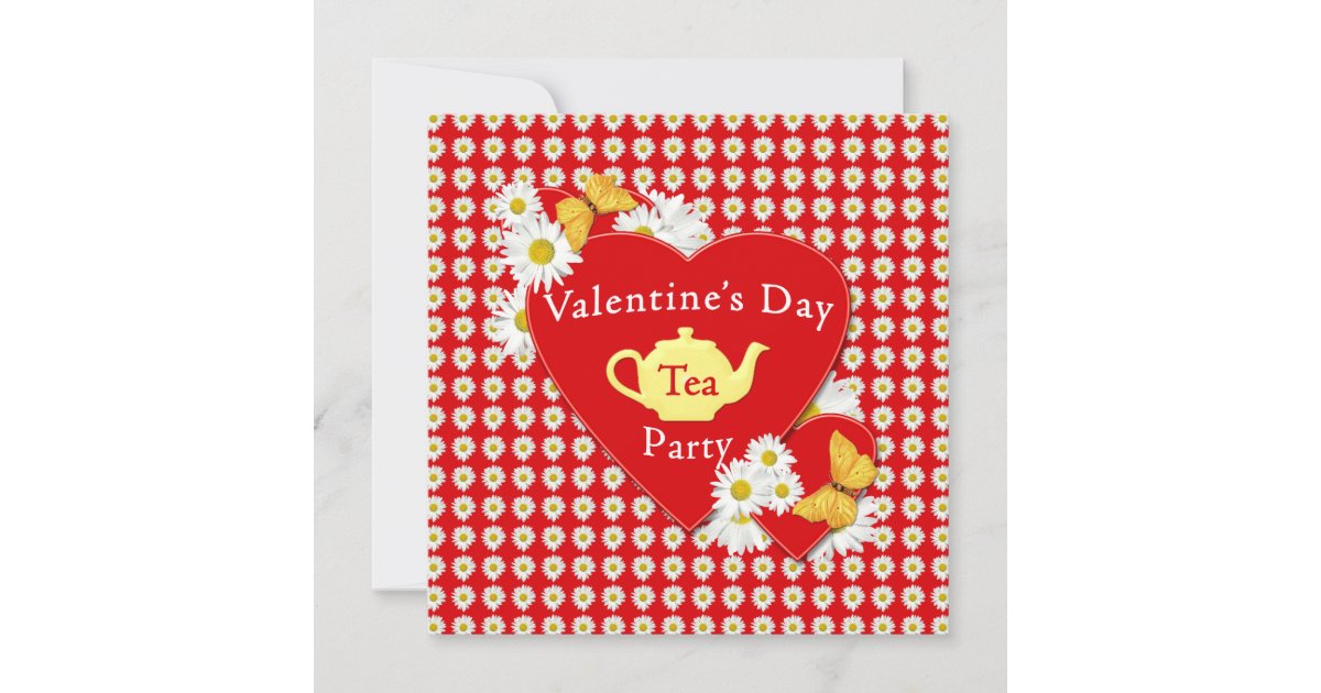 Valentine Tea Party Daisies Invitation | Zazzle