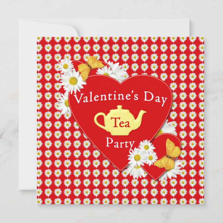 Valentine Tea Party Daisies Invitation | Zazzle