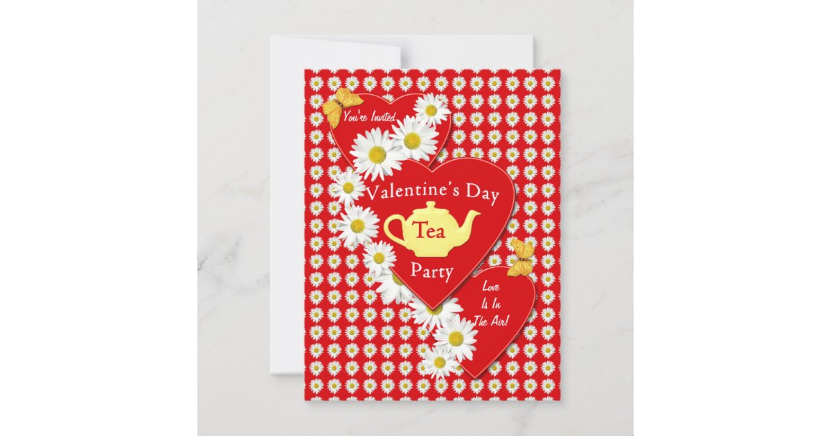Valentine Tea Party Daisies Small Invitation | Zazzle