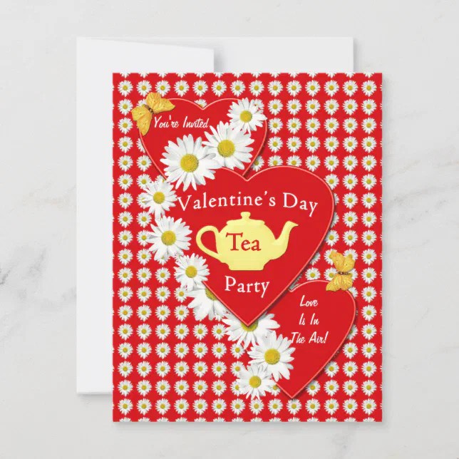 Valentine Tea Party Daisies Small Invitation | Zazzle