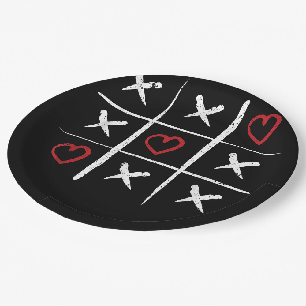 Valentine Tic Tac Toe Hearts Valentines Day Valent Paper Plates sold by ...