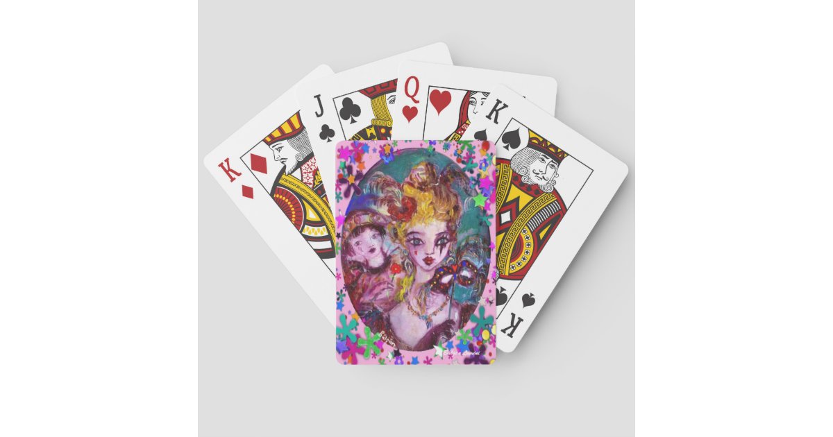 VALENTINE VENETIAN MASQUERADE MASKS AND CONFETTI POKER CARDS | Zazzle