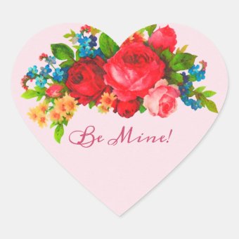 Valentine Vintage Roses Personalize It Sticker | Zazzle