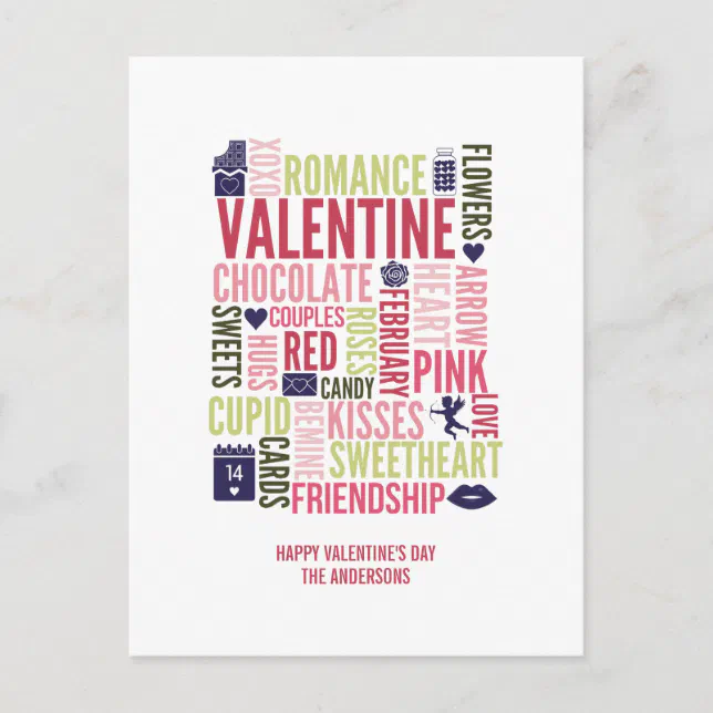 Valentine Words Valentine's Day Postcard | Zazzle