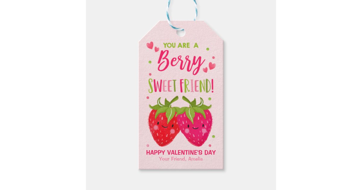 Valentine You Are A Berry Sweet Friend Classroom Gift Tags | Zazzle