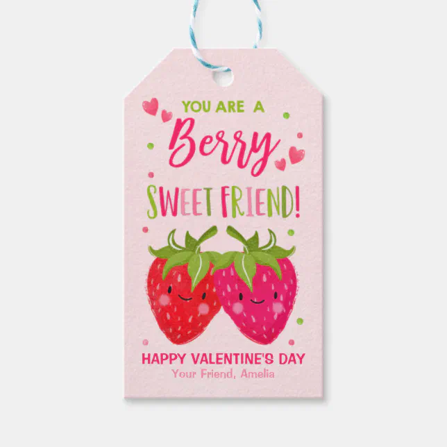 Valentine You Are A Berry Sweet Friend Classroom Gift Tags | Zazzle
