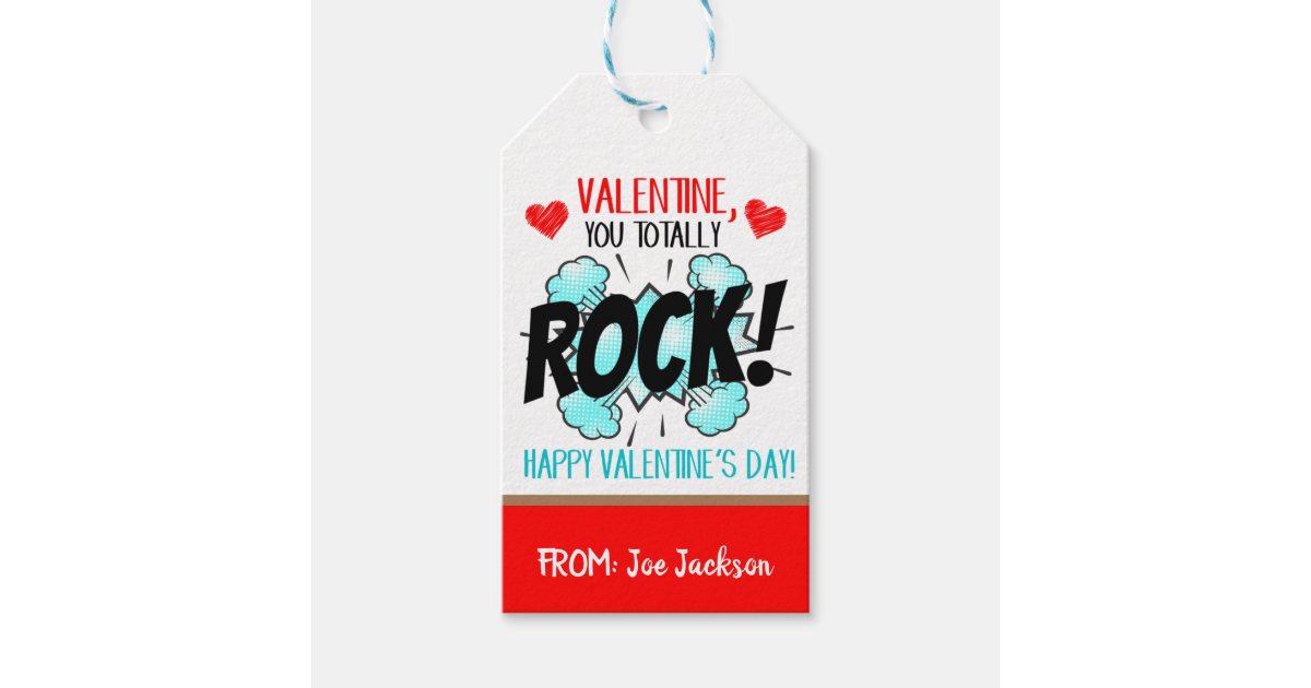 Valentine You Rock Gift Tag | Zazzle
