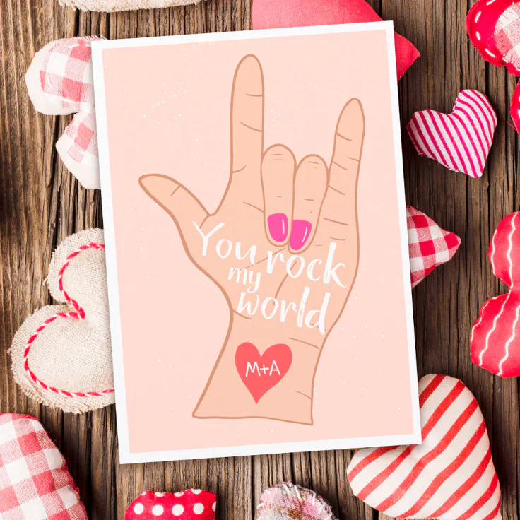 Valentine you rock my world cute illustration card | Zazzle