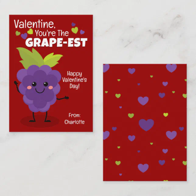 Valentine, You're The Grape-Est Note Card | Zazzle