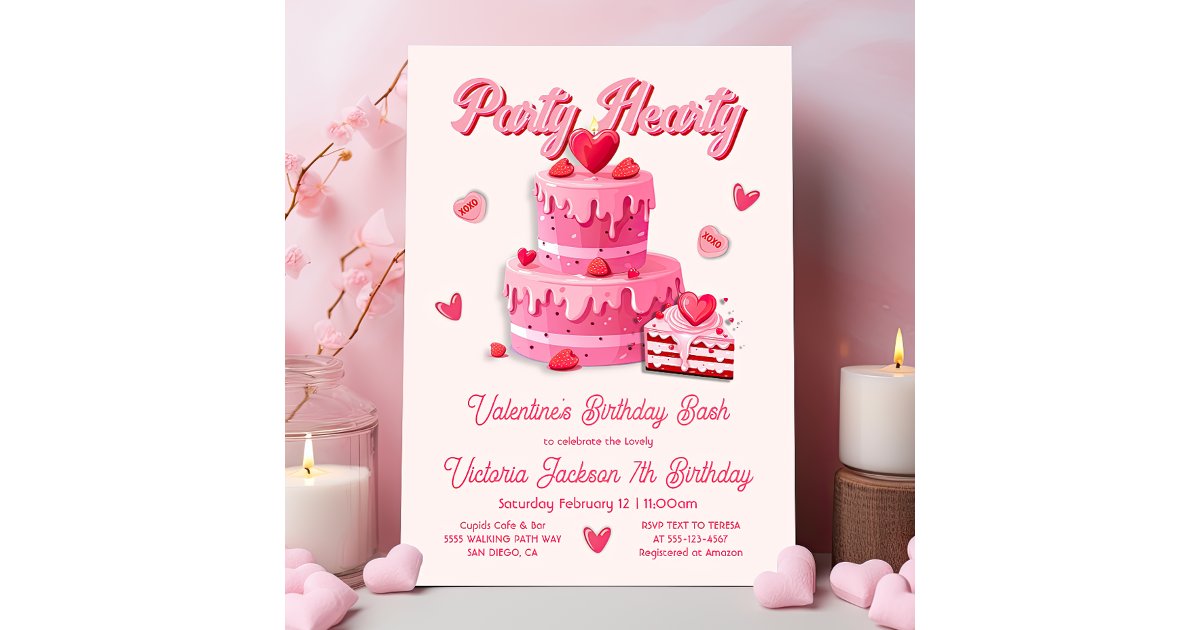 Valentine's Birthday Party Hearty Invitation | Zazzle