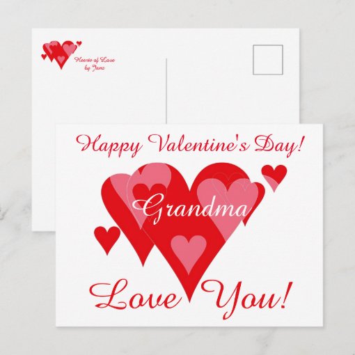 Valentines by Janz for Grandma Love You Postcard | Zazzle