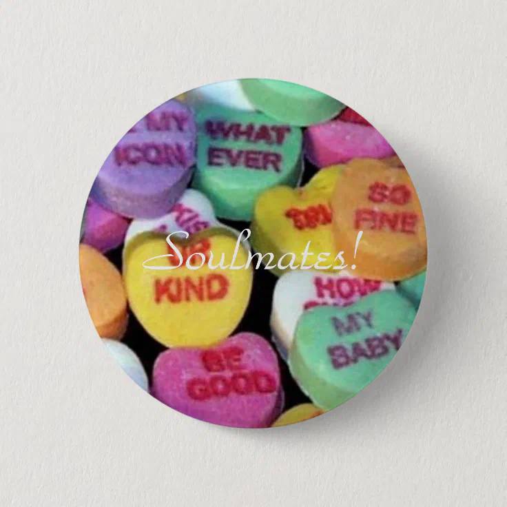 Valentine's candy hearts button | Zazzle