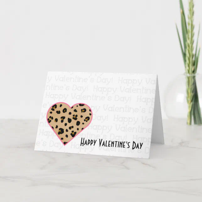 Valentine's Card - Leopard Print Heart | Zazzle
