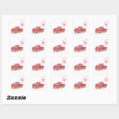 Valentine's Classic Red Truck with Heart Balloons| Square Sticker | Zazzle