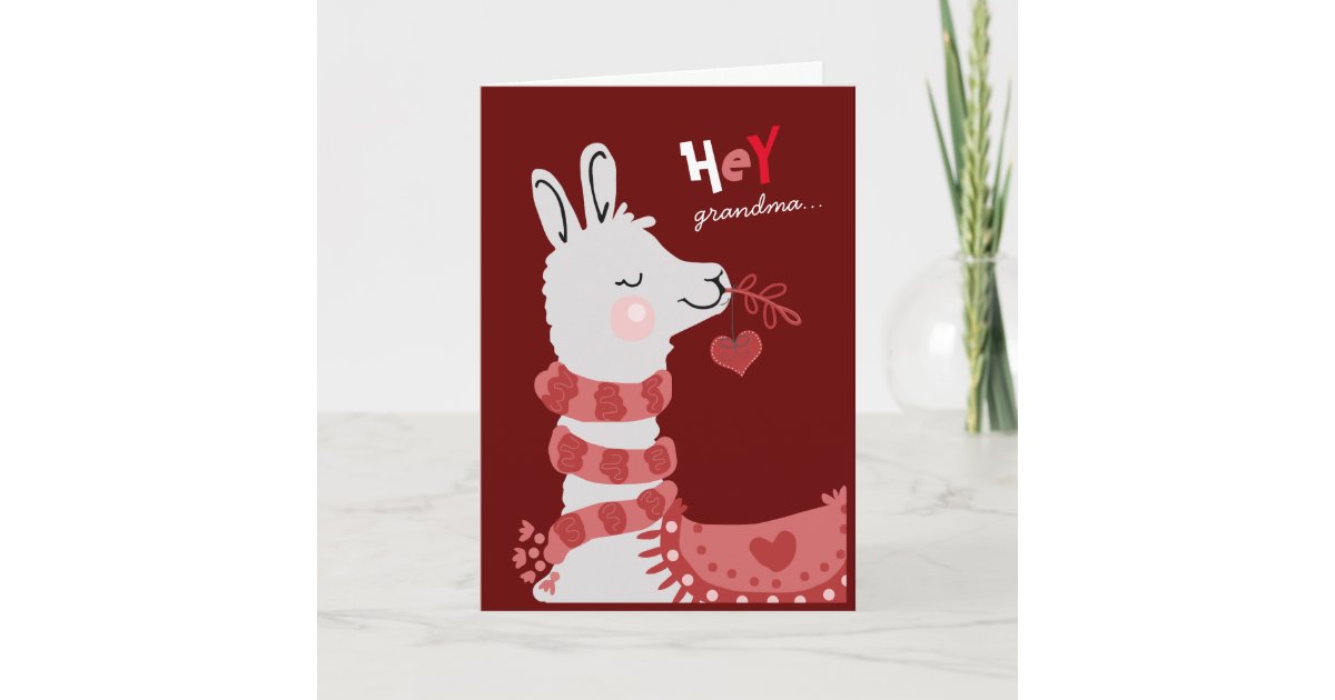 Valentine's Day A Whole Llama Love Grandma Holiday Card | Zazzle