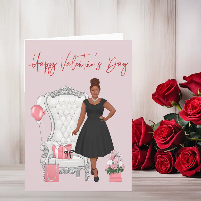 Valentine's day African American Woman Card | Zazzle