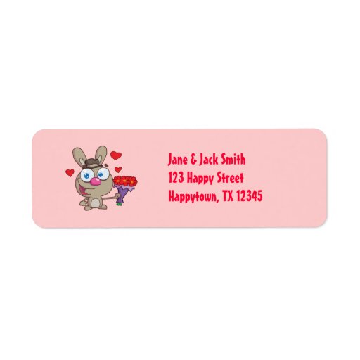 Valentine's Day Bunny Rabbit Cute Address Labels | Zazzle