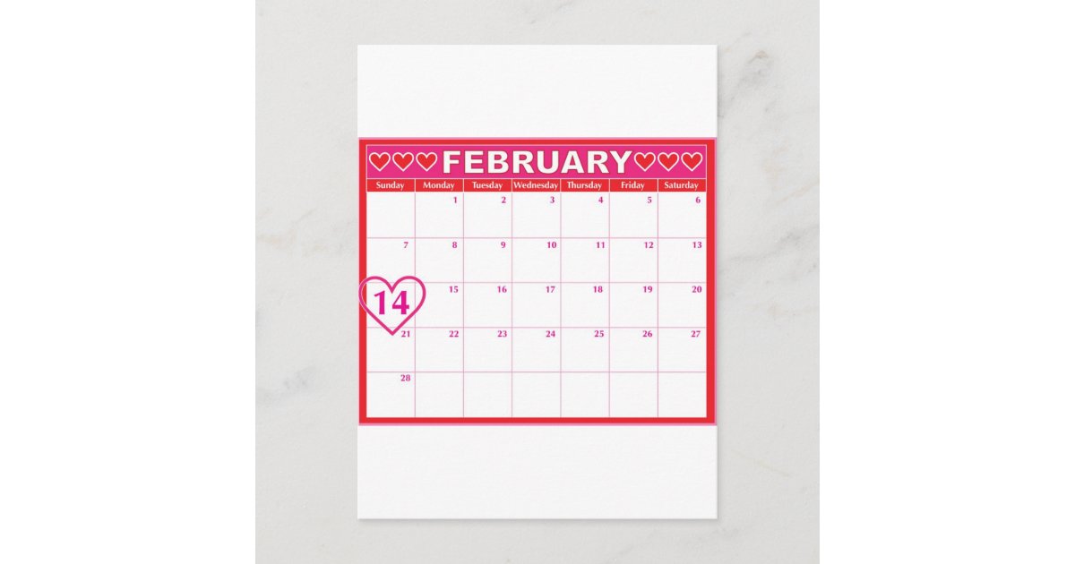 Valentines Day Calendar Holiday Postcard | Zazzle