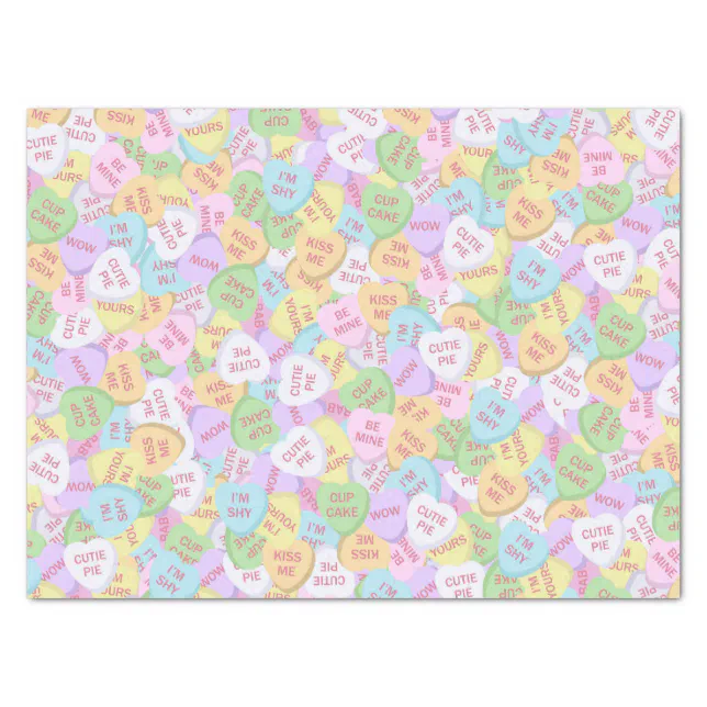 Valentine's Day Candy Hearts Cute Pattern Tissue Paper | Zazzle