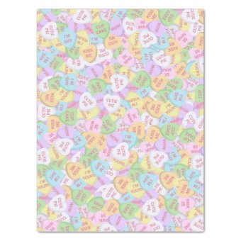 Valentine's Day Candy Hearts Cute Pattern Tissue Paper | Zazzle
