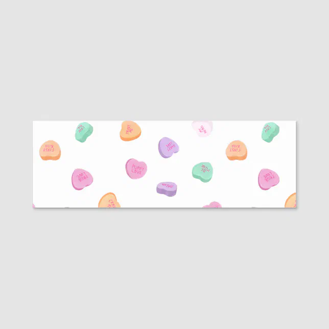 Valentines Day Candy Hearts Pattern Name Tag | Zazzle