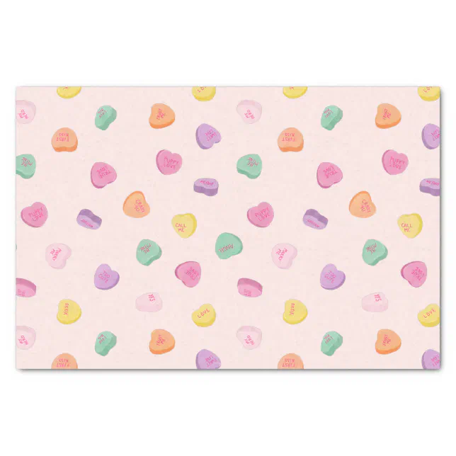 Valentines Day Candy Hearts Pattern Tissue Paper | Zazzle