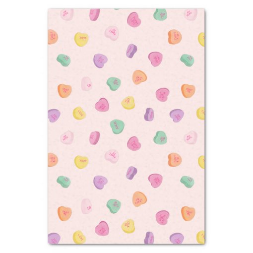 Valentines Day Candy Hearts Pattern Tissue Paper | Zazzle