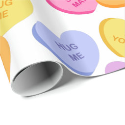 Valentine's Day Candy Hearts Wrapping Paper | Zazzle