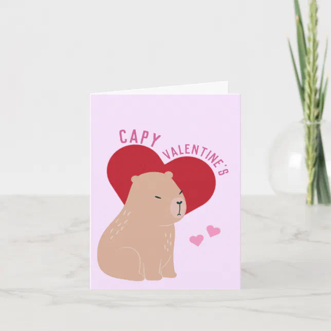 Valentine's Day Capybara Capy Valentine's Card | Zazzle
