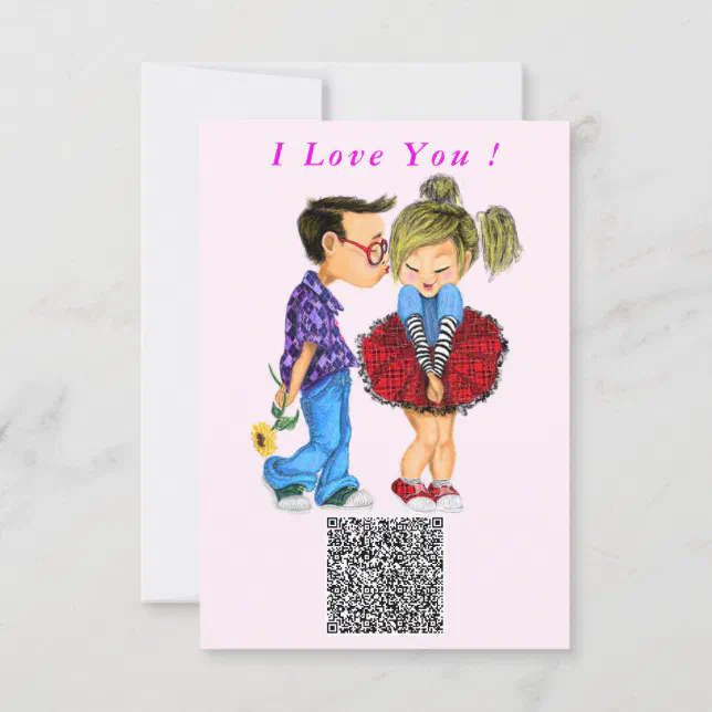 Valentine's Day Card Romantic Couple QR Code Wish | Zazzle