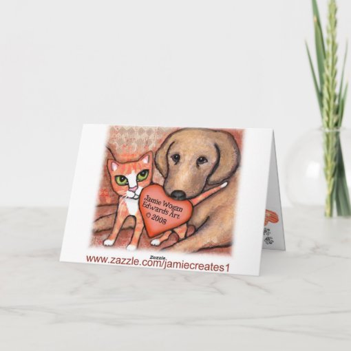 Valentine's Day Cat and Dog Love Greeting Card | Zazzle