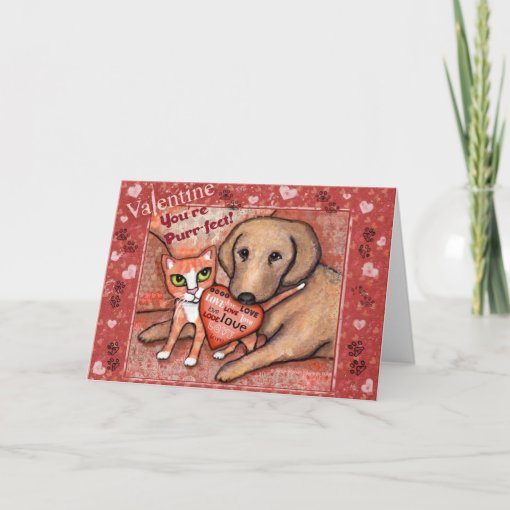 Valentine's Day Cat and Dog Love Greeting Card | Zazzle